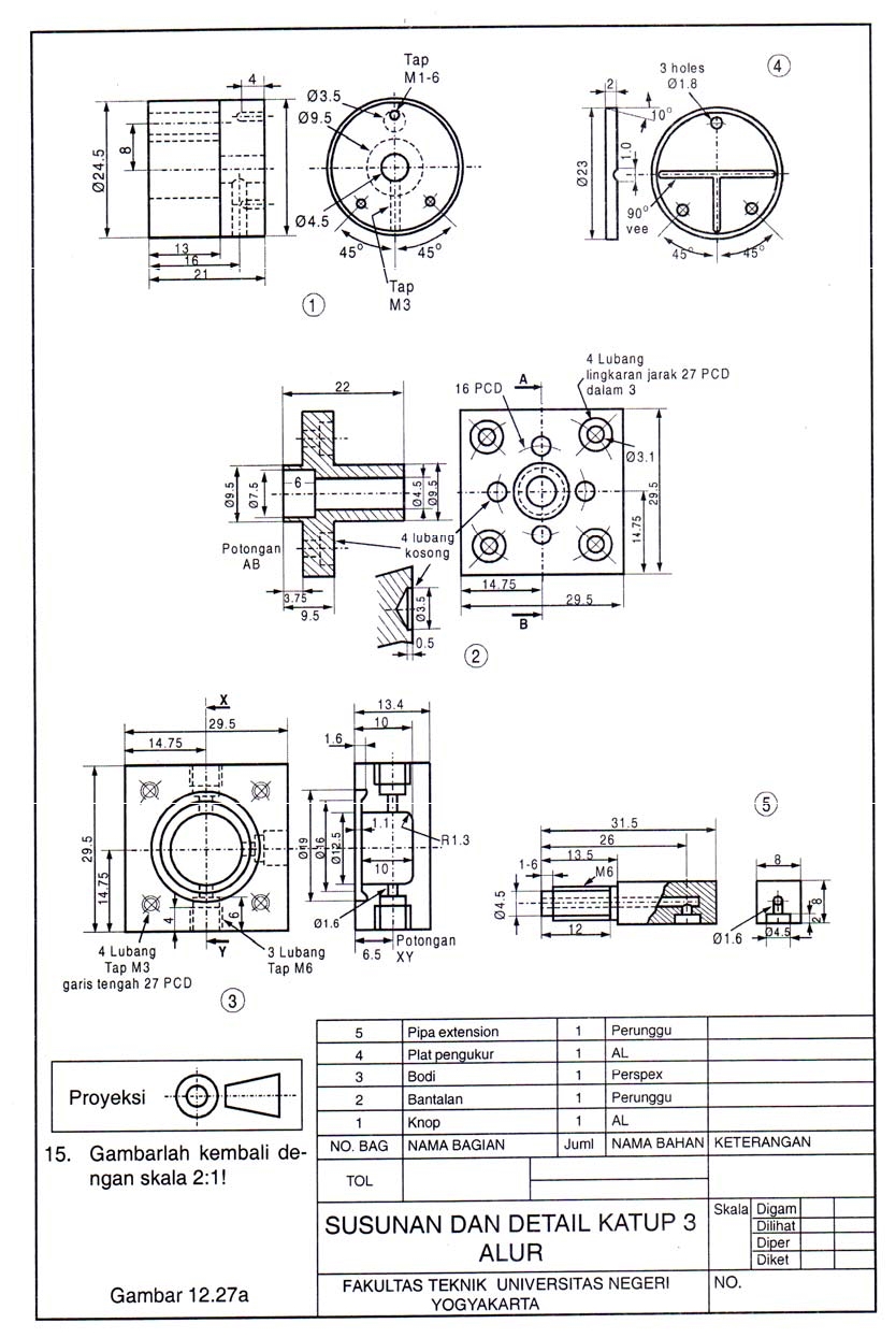 Gambar Teknik Mesin Dasar Proyeksi sistem Eropa dan Amerika | ilmu ...