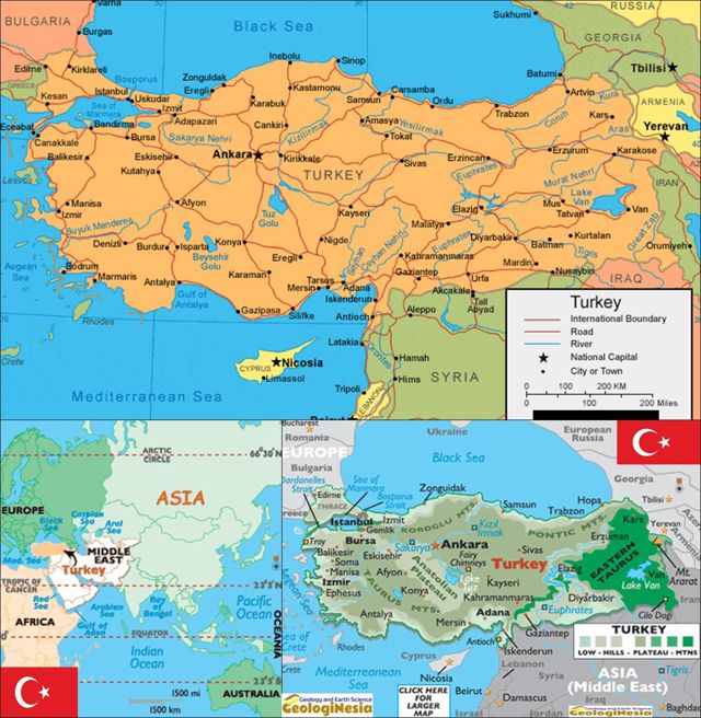 Peta Negara Turki Lengkap Dengan Kota, Sumber Daya Alam, Batas Wilayah ...