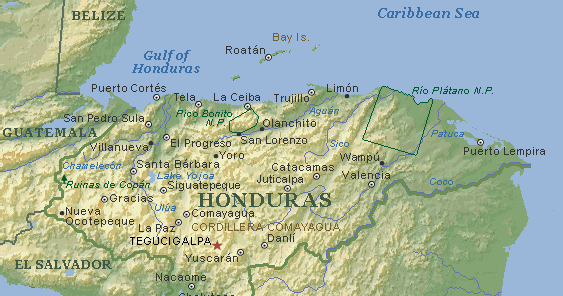 HONDURAS - GEOGRAPHICAL MAPS OF HONDURAS ~ Klima Naturali™