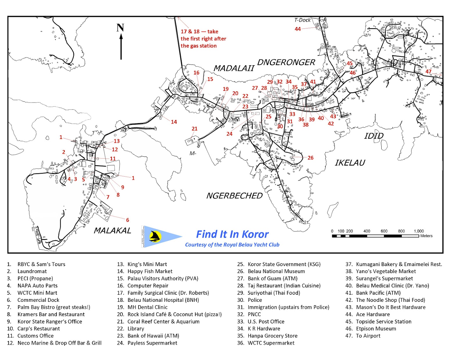 Royal Belau Yacht Club: Map of Koror