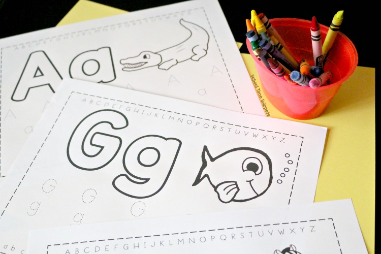 Free Alphabet Trace & Color Worksheets | School Time Snippets
