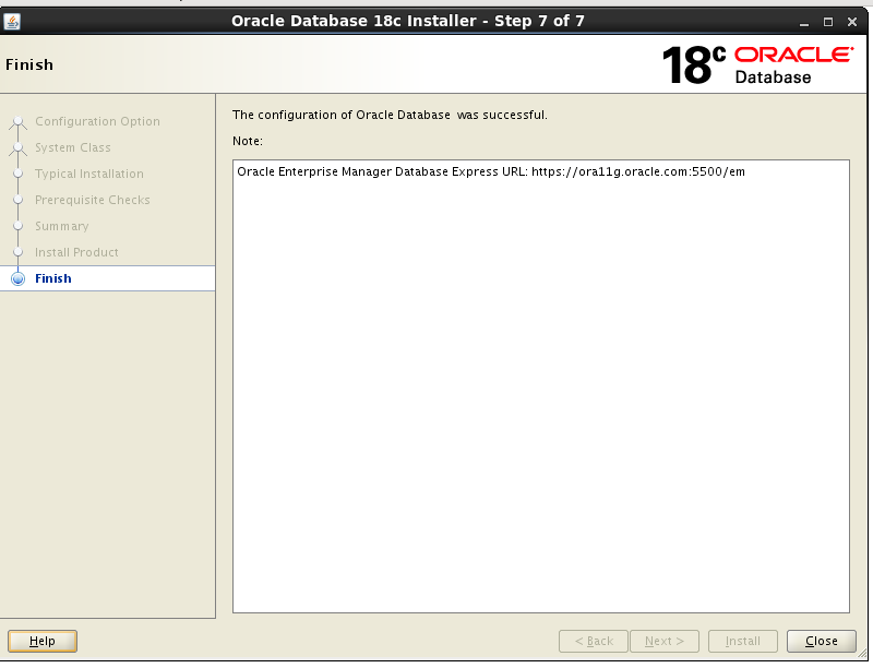 Installation of Oracle database 18C