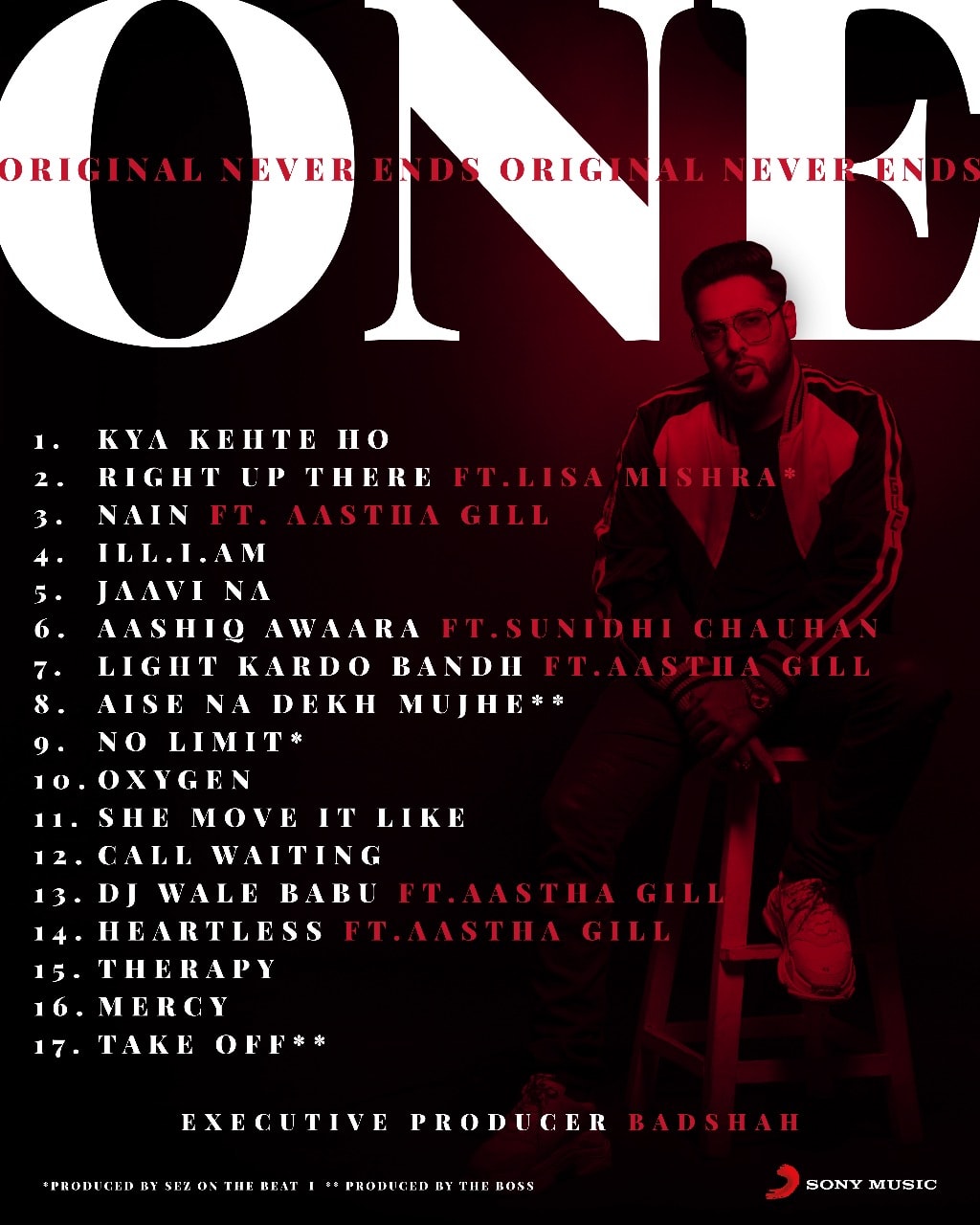 ONE - The Album by Badshah | Original Never Ends | All Songs Lyrics