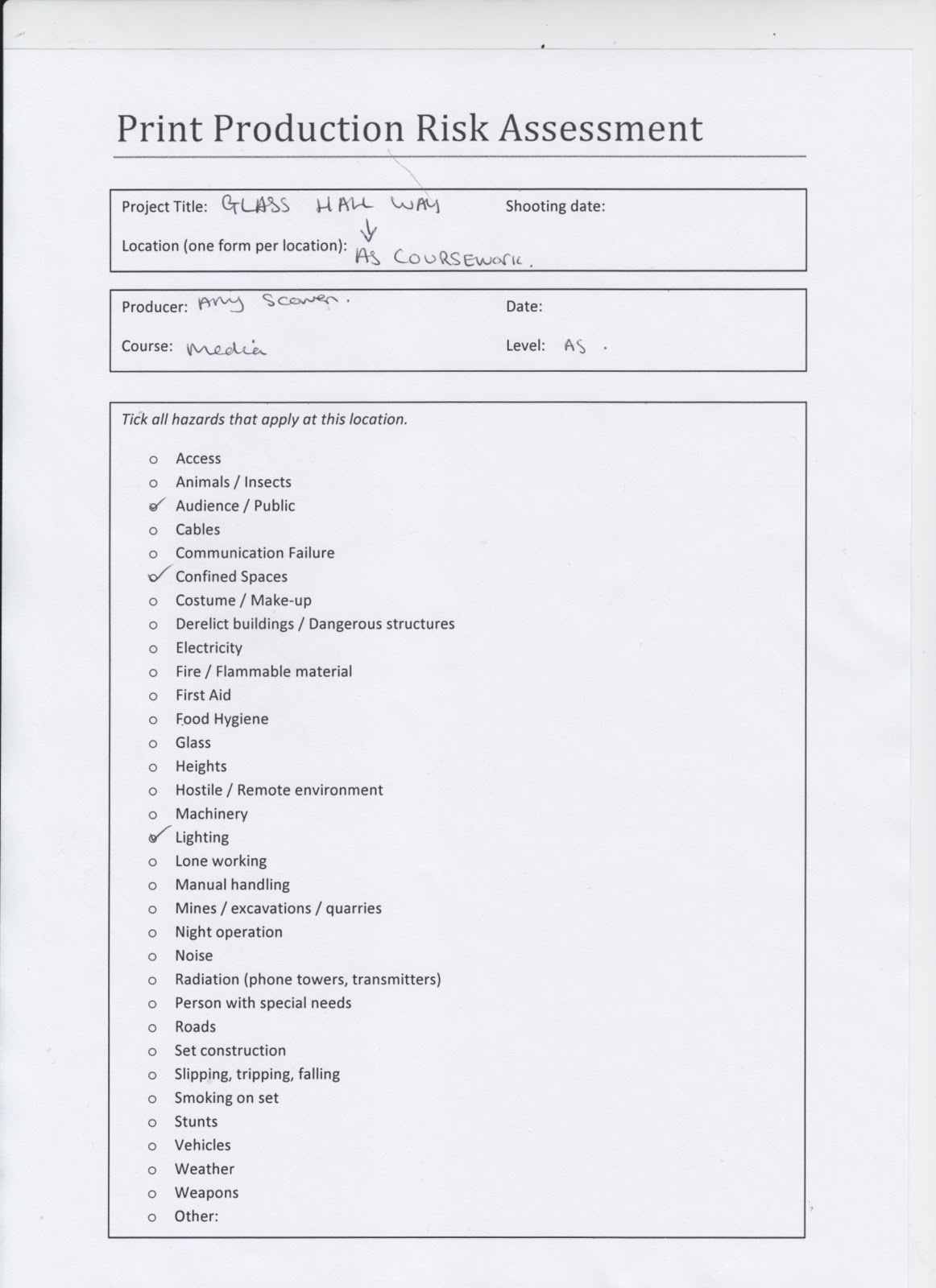Amy Scowen: Print Production Risk Assessment
