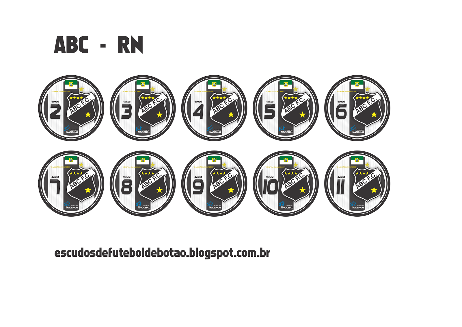 ESCUDOS DE FUTEBOL DE BOTÃO: Agora o time do ABC com uniforme 2.