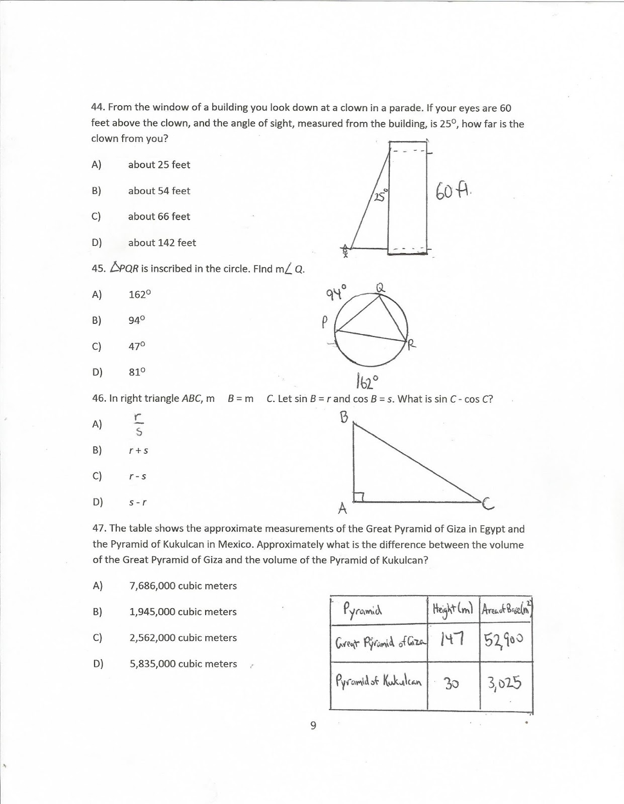 Geometry, Common Core Style: Semester 2 Final Exam (Day 178)