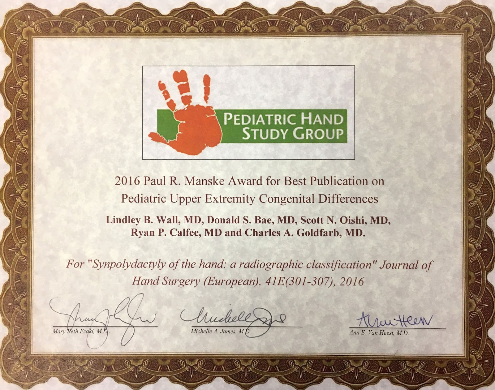 Pediatric Hand Study Group 2017 | Congenital Hand and Arm Differences ...