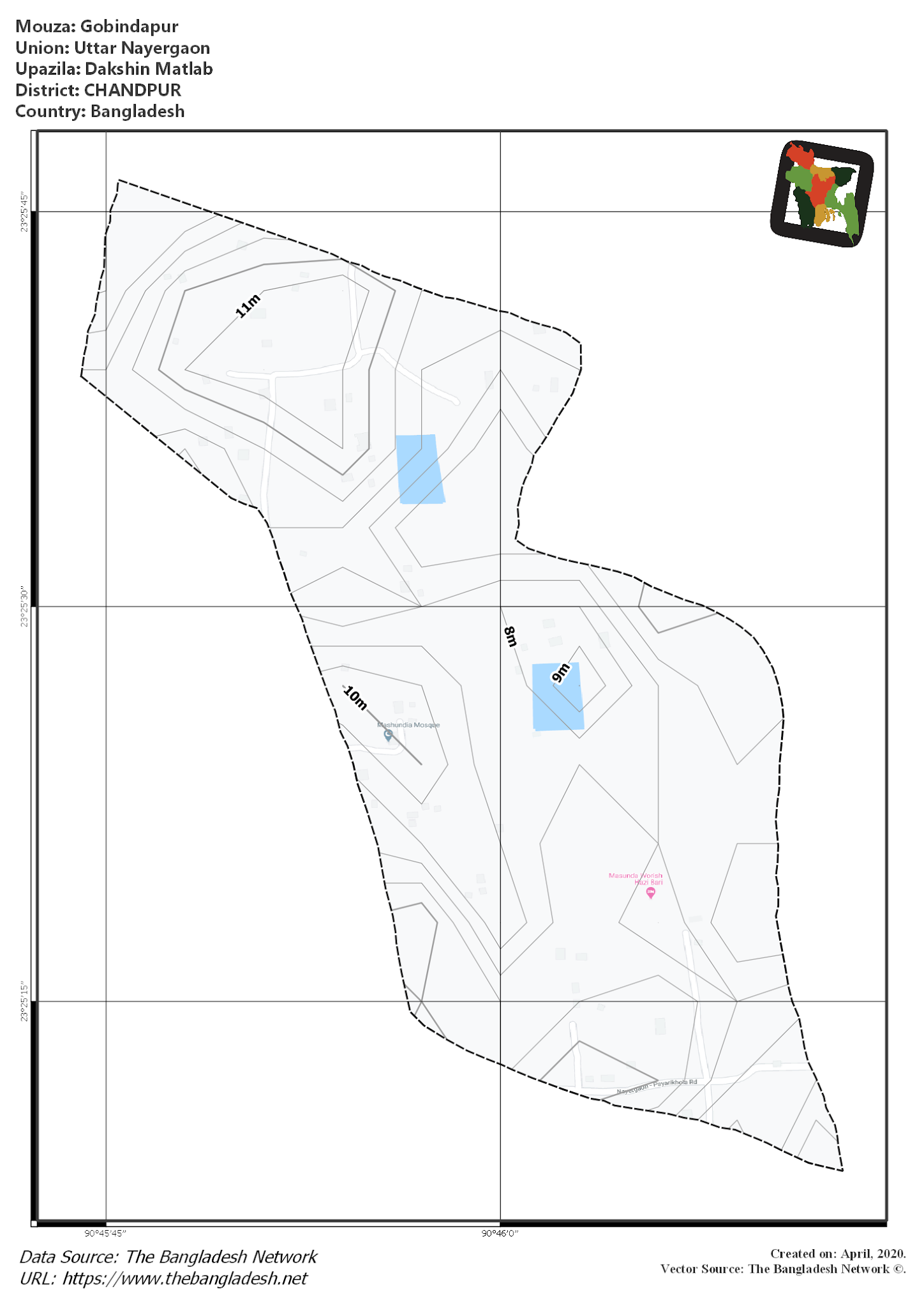 Map of Gobindapur Mouza, Dakshin Matlab, Chandpur