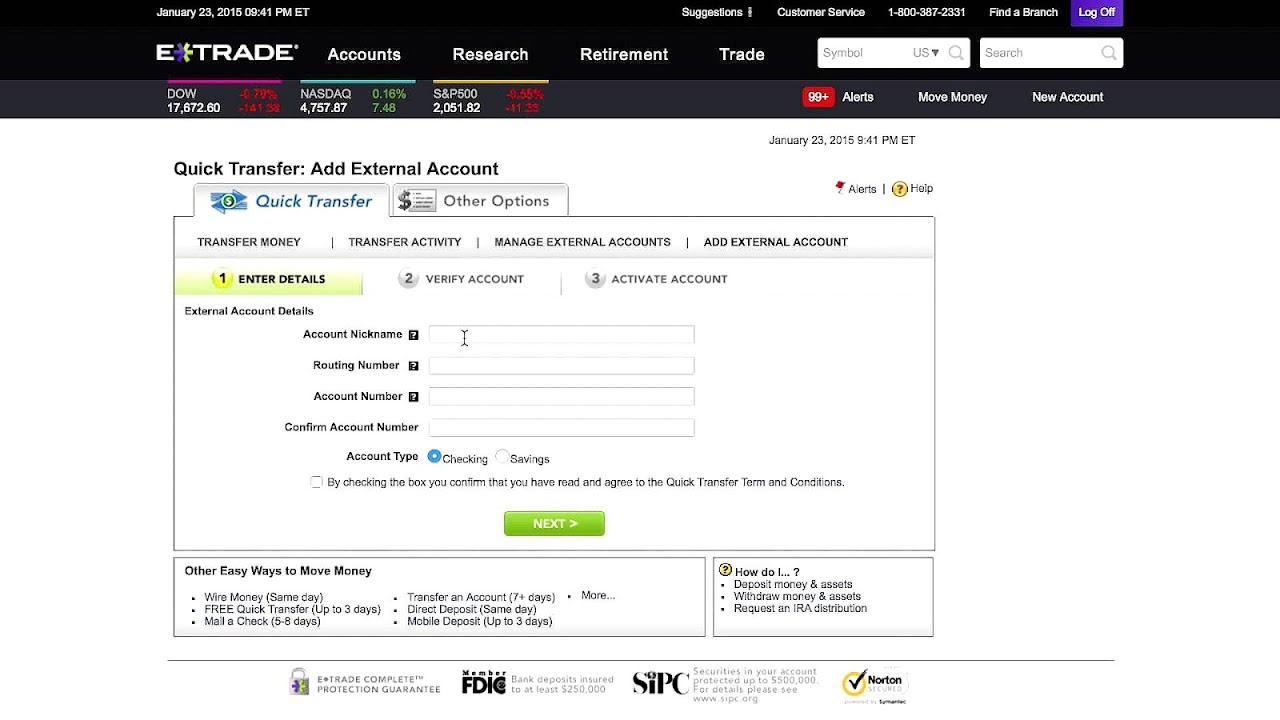 E-Trade - Etrade Open Account - Trade Choices