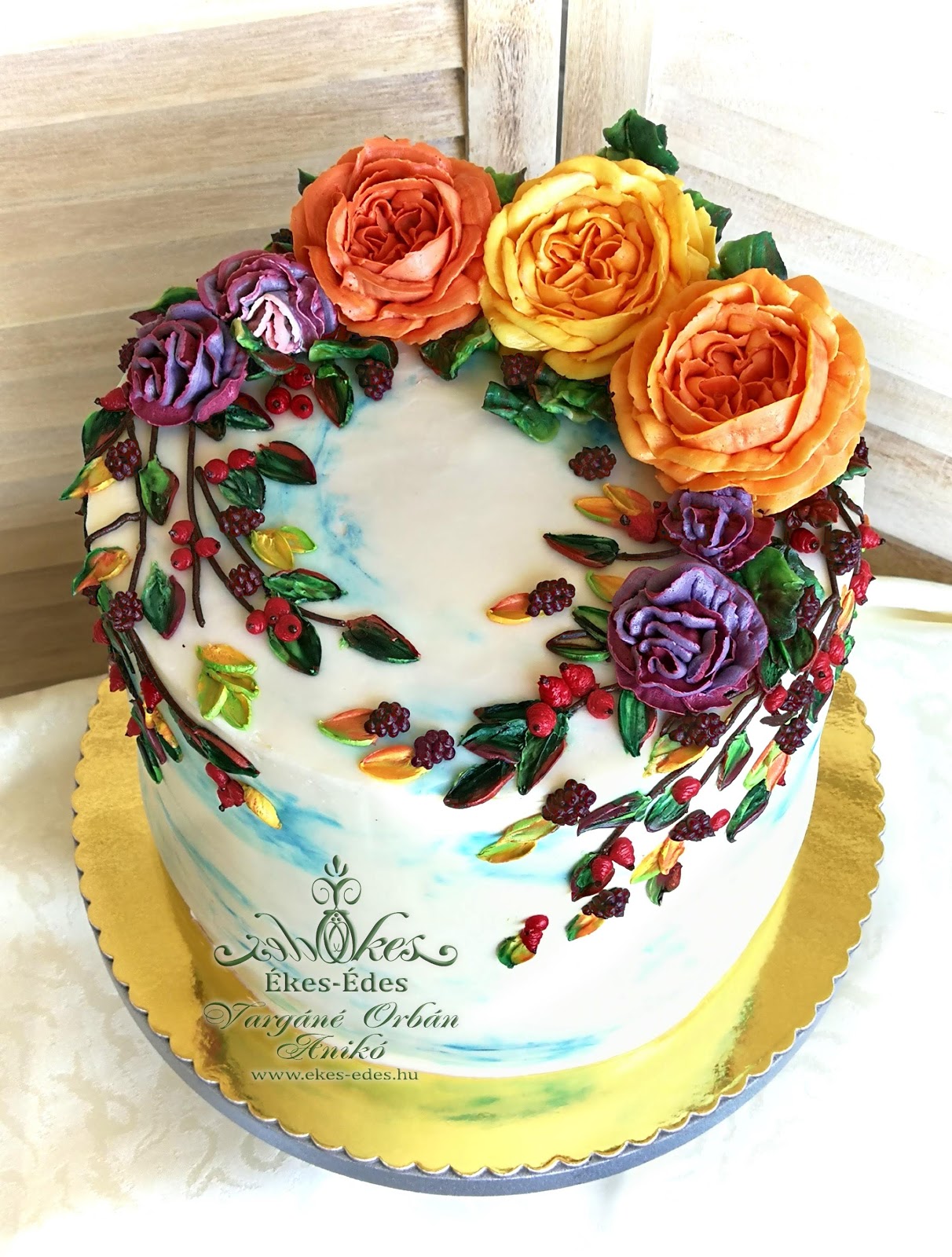 Ékes-Édes Tortadíszítés: Vajkrém virágos torta