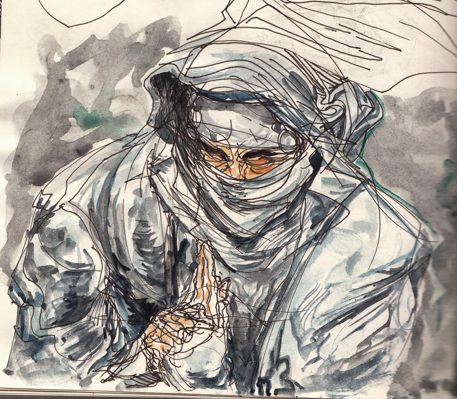 A recent scan from my sketchbook. Been keeping up the daily drawing ...