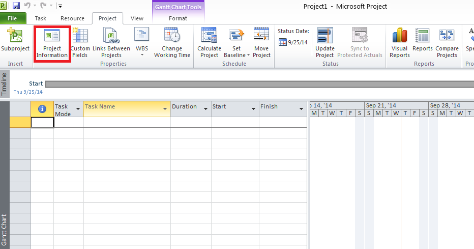 Setup project information – Maintain | Quick MS Project