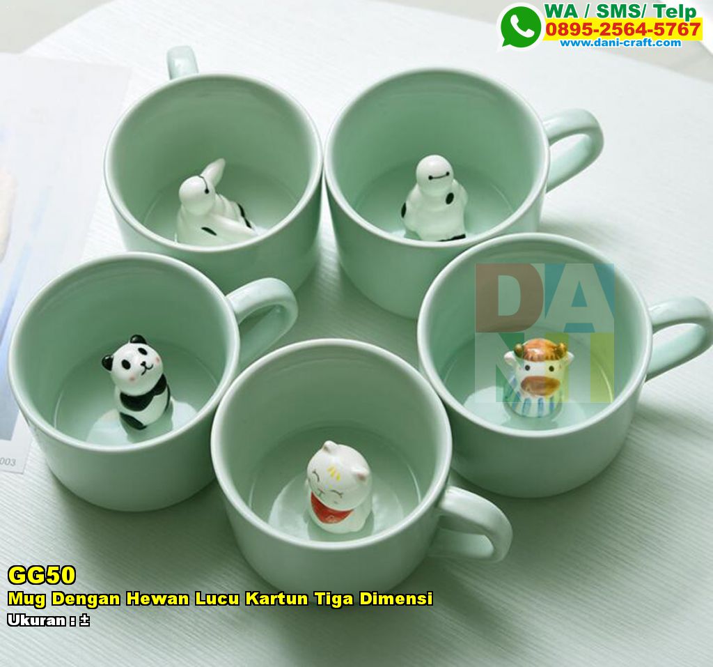 Mug Dengan Hewan Lucu Kartun Tiga Dimensi | Souvenir Pernikahan