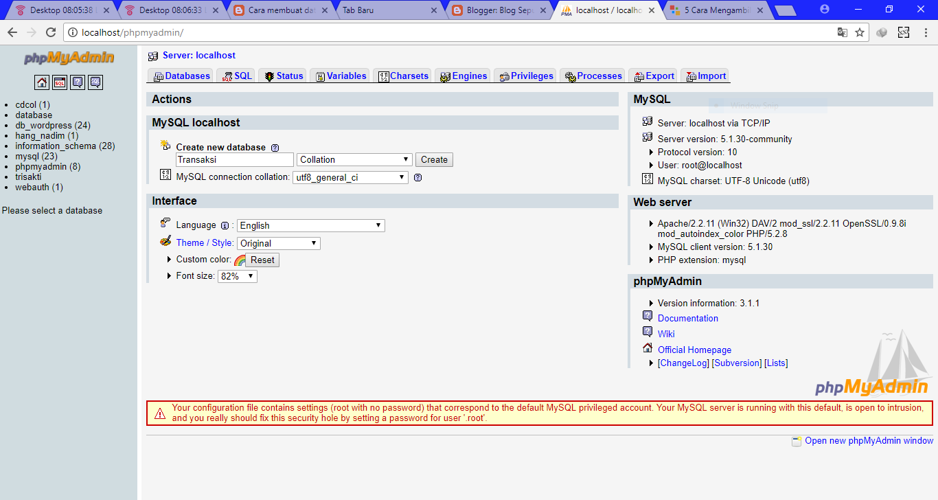 Blog Seputar Teknologi & Jaringan: Cara membuat database di xampp Blog Seputar Teknologi & Jaringan: Cara membuat database di xampp