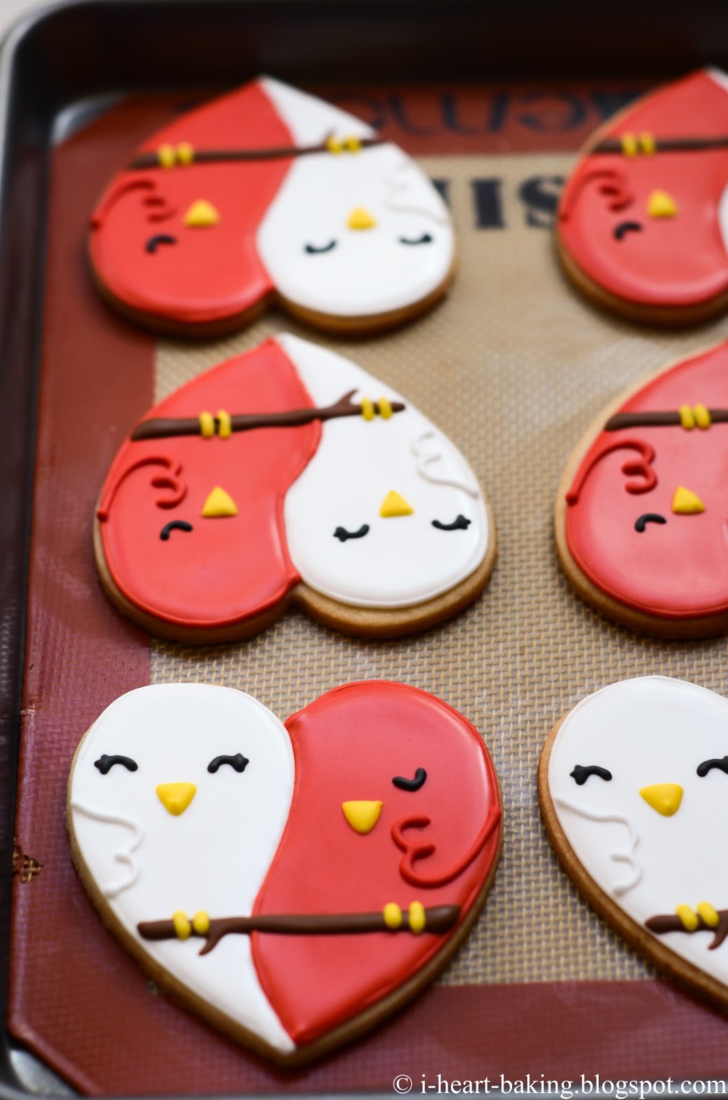 i heart baking!: red and white lovebird cookies