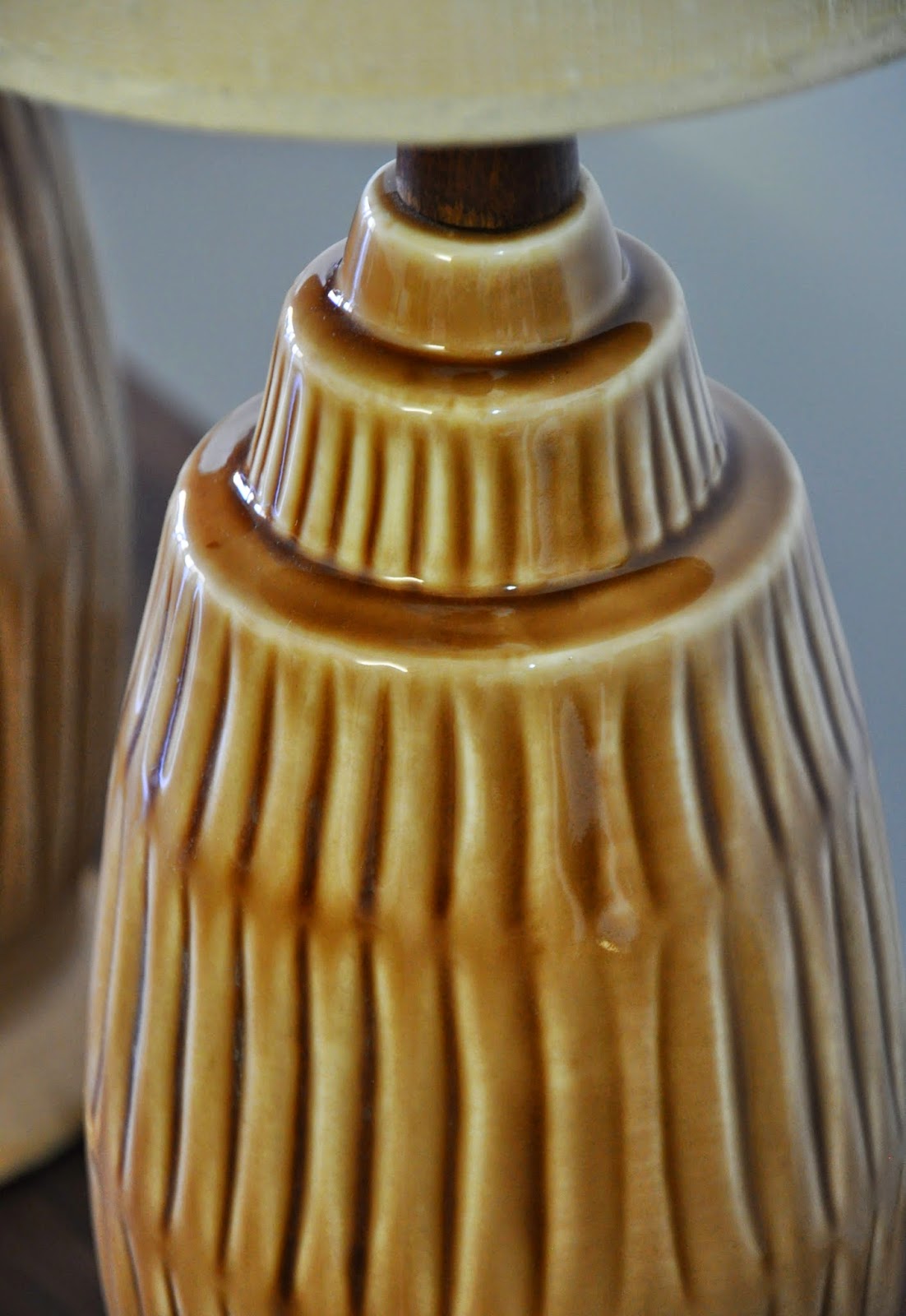 SELECT MODERN: Pair of Ceramic and Wood Table Lamps