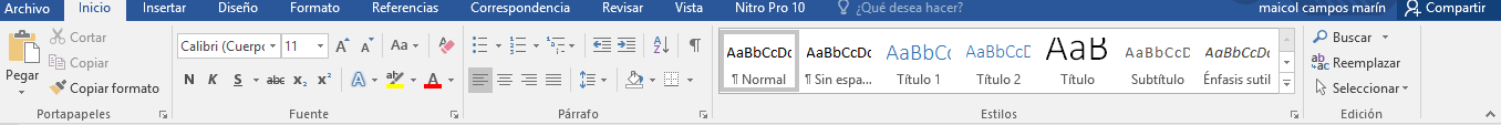 Microsoft Word : pestaña inicio