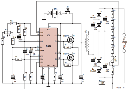 Simple But High Voltage Generator Circuit Diagram