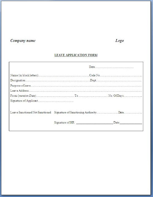 Company Leave Application Format