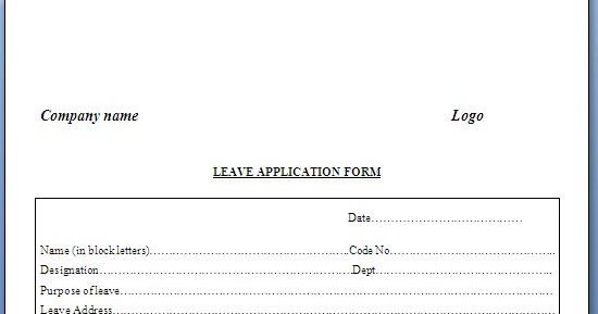 Free Sample Of CV Resume: Application Letter Format For Leave