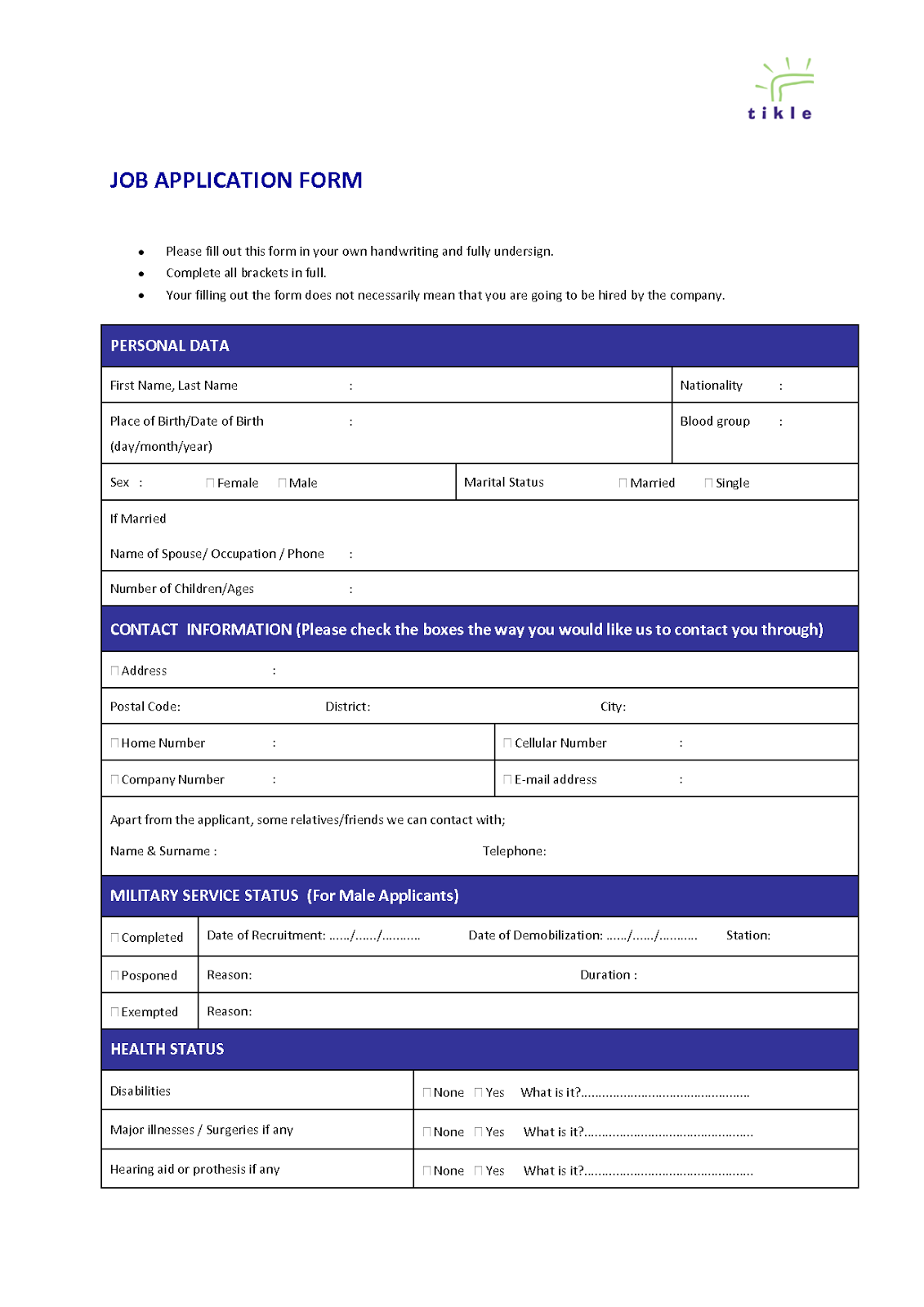 JOB FORM ~ Thalia Velásquez Miranda