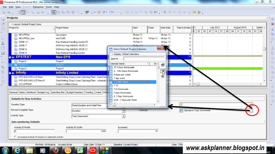 How to Change the Calender in Primavera in the middle of the project