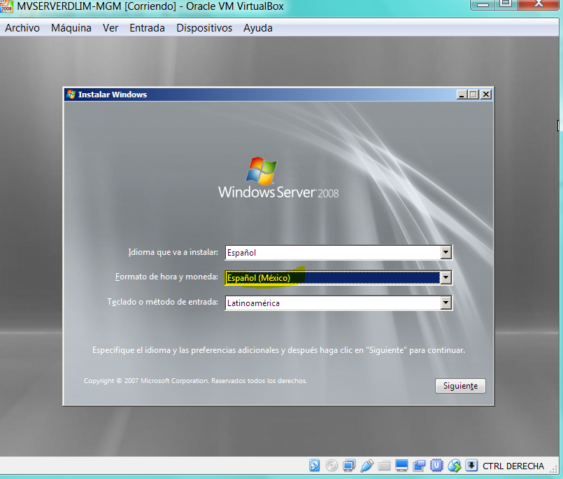 CREACION DE MAQUINA VIRTUAL SERVER 2008: INSTALACION WINDOWS SERVER 2008
