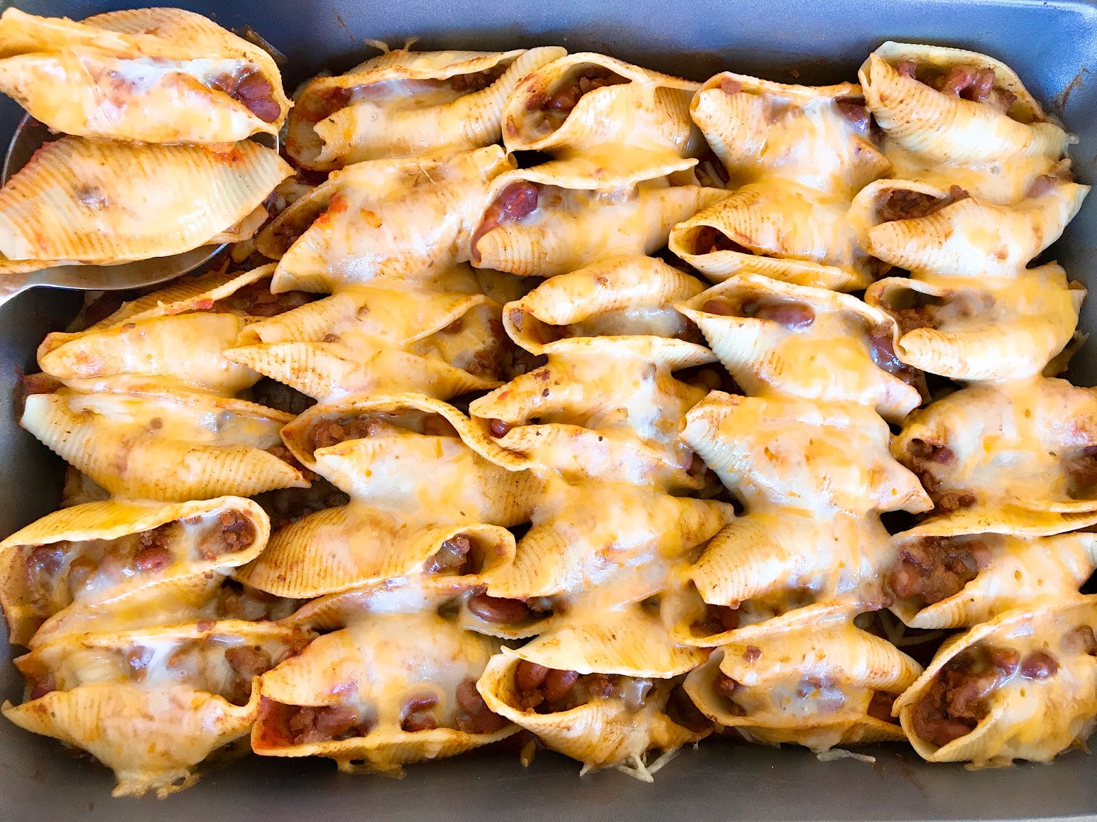 Beef and Bean Chili Stuffed Shells