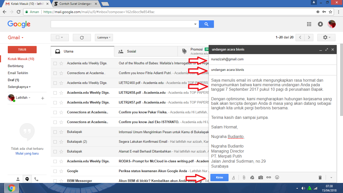 cara mengirim email, membuat email, & membuat blog: April 2018