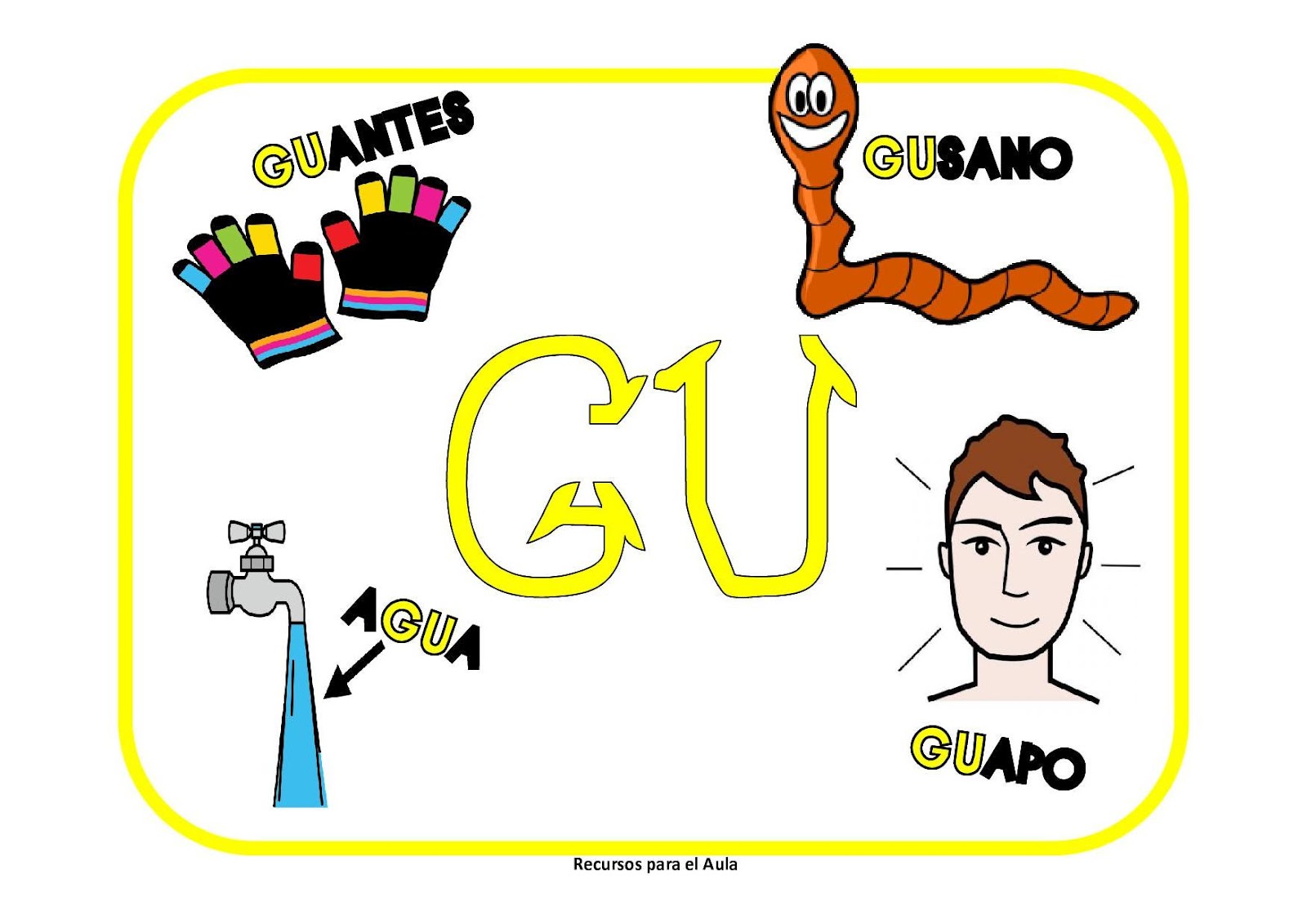 Maestra de Primaria: Ga, go, gu, gue, gui. Güe, Güi. CARTELES PARA EL AULA.