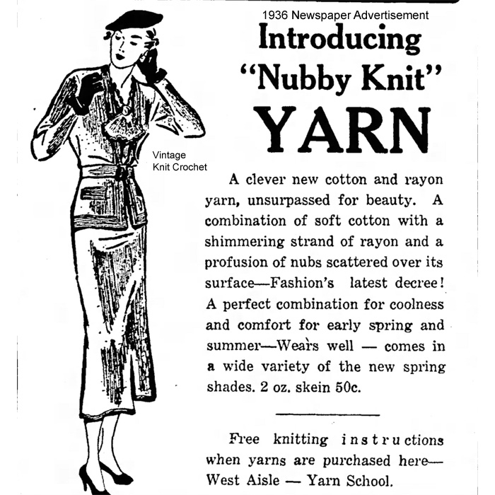 Vintage Knit Crochet - Bits of History: Bucilla Nubby Knit Yarn