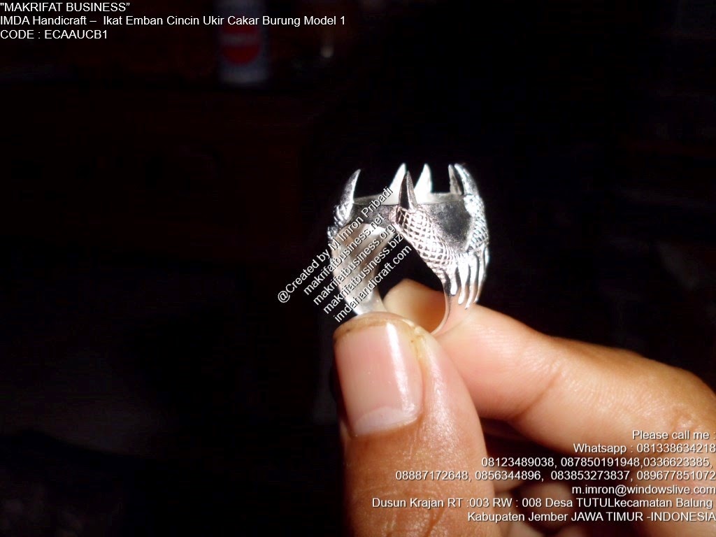 Ikat Emban Cincin Akik Aloy Alpaka Perak Bali Model Ukir Cakar Burung ...