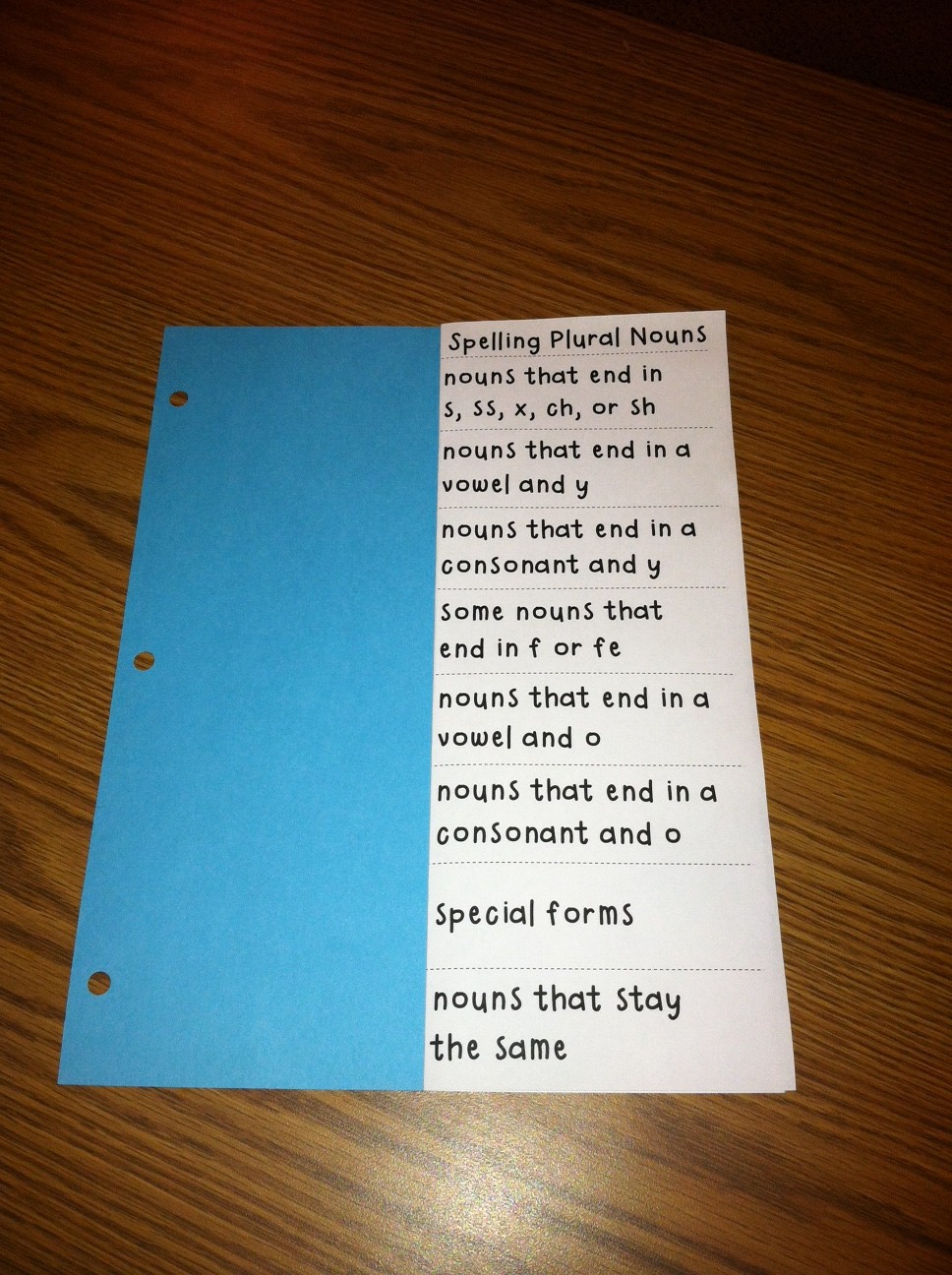 Tearless Teaching: Plural Noun Foldable Graphic Organizer