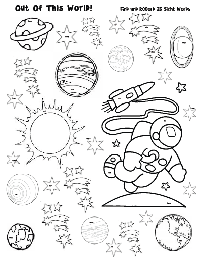 1st Grade Learning Stars: Here's the Space Sight Word Find