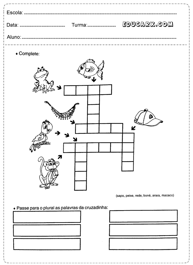 Atividades singular e plural 3° ano ~ Atividade para imprimir Atividades singular e plural 3° ano ~ Atividade para imprimir