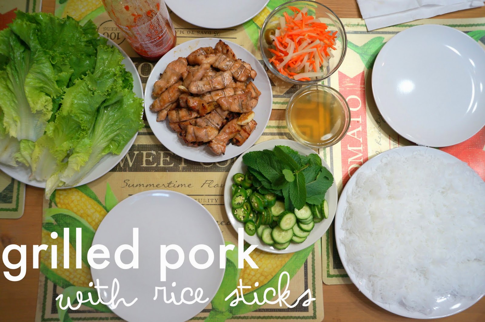 Grilled Pork with Rice Sticks