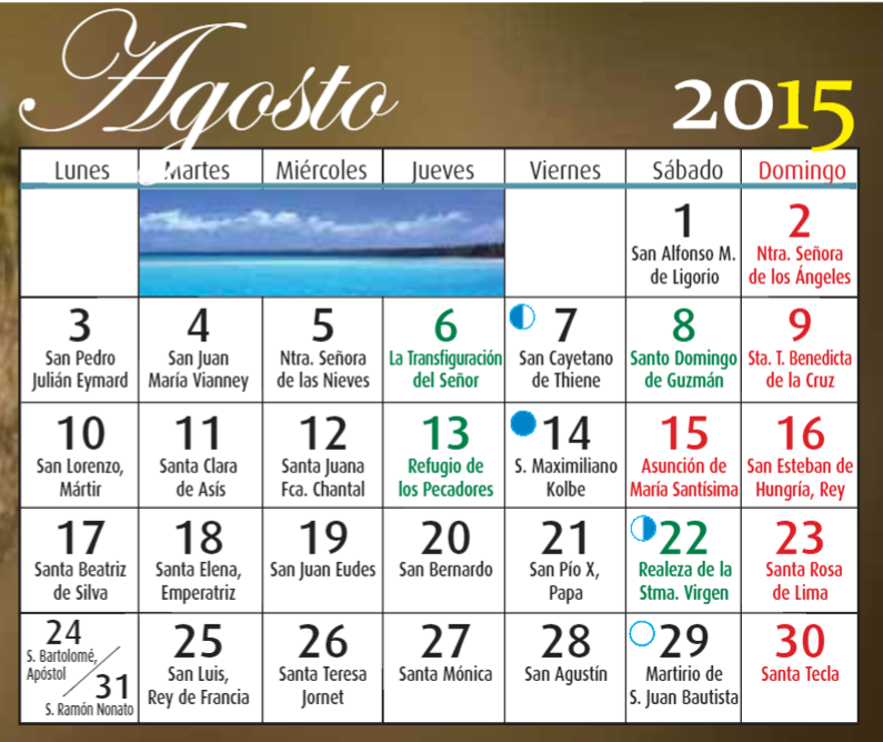FE Y VIDA : SANTORAL DE AGOSTO 2015