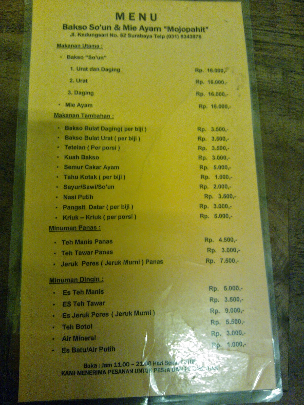 delightfultummy: BAKSO SOUN DAN MIE AYAM 'MOJOPAHIT' SURABAYA