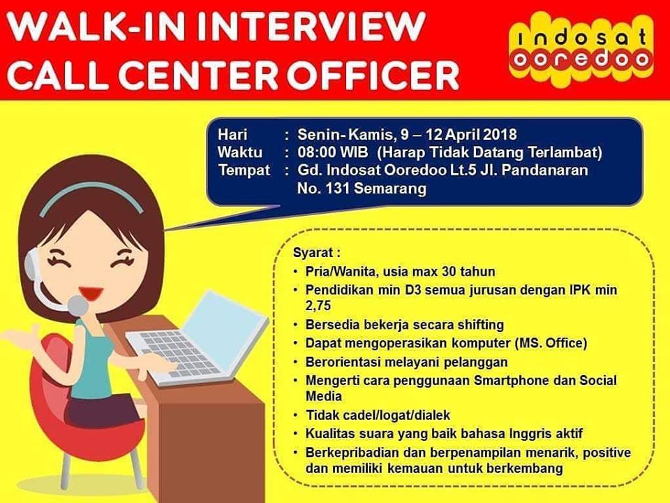 PT Indosat Tbk - Walk in Interview Call Center Officer Indosat Ooredoo ...