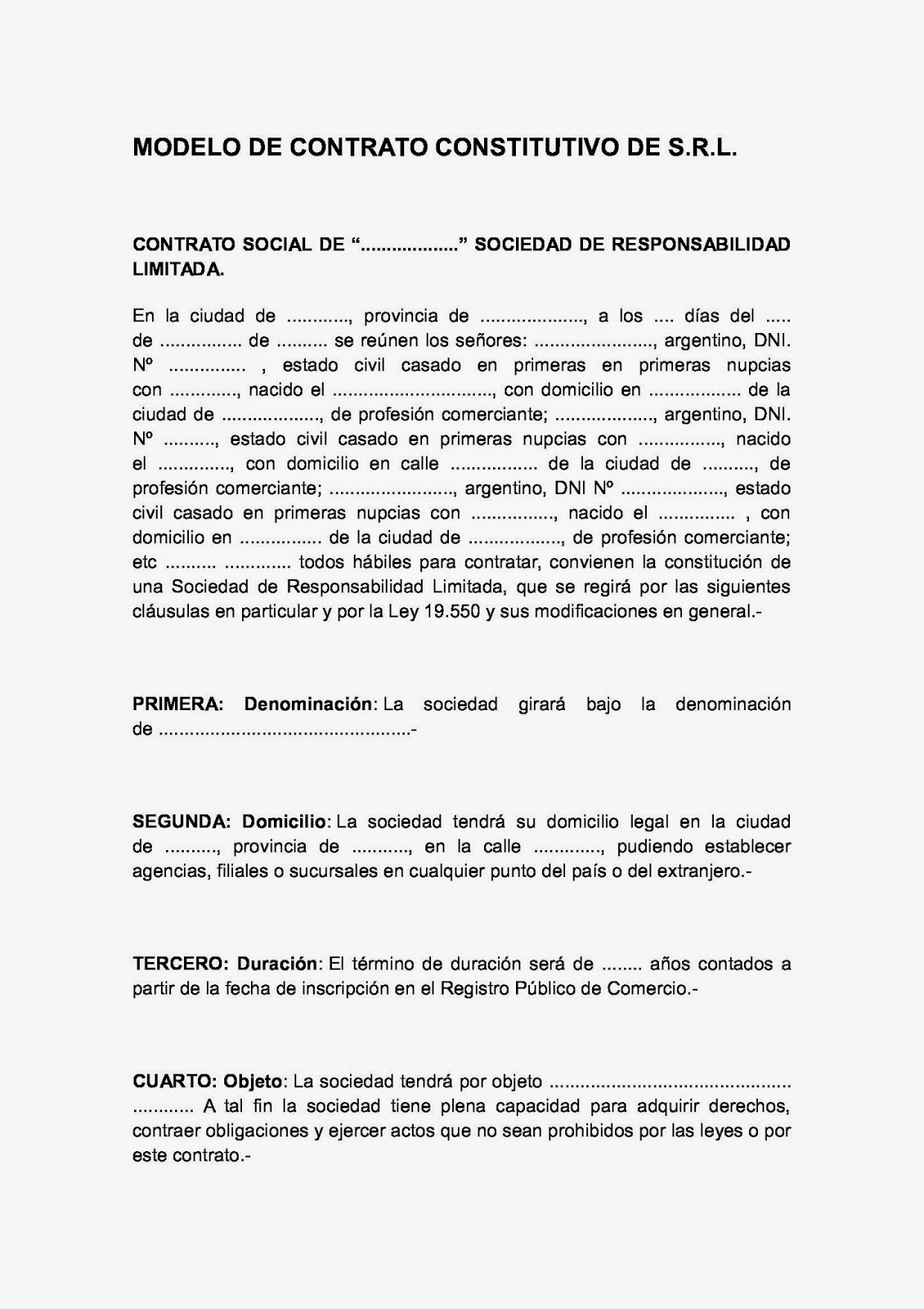 MODELOS DE ESCRITOS DE SOCIEDADES CIVILES Y COMERCIALES: CONTRATO ...