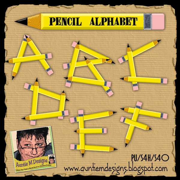 Auntie M Designs: Pencil Word Art Freebie & Pencil Alphabet in Store