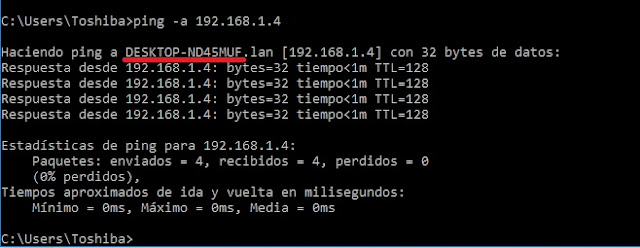 Comando Ping de Windows