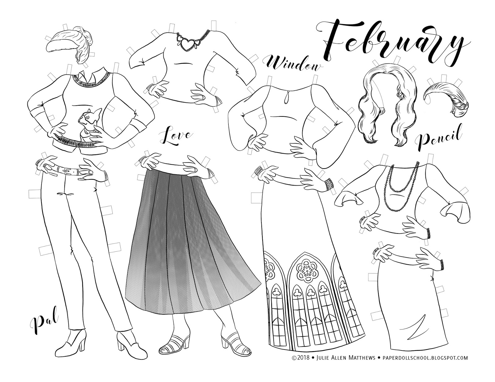 Paper Doll School: February Paper Doll - Set 4