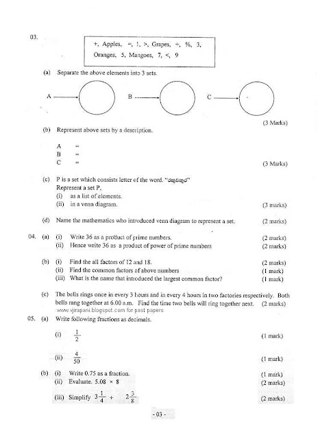 Past papers: Grade 7