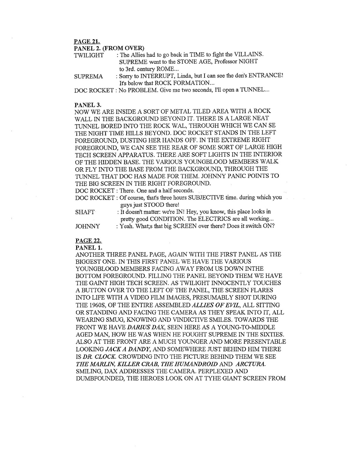 Alan Moore's Forgotten Awesome: Youngblood #3 script