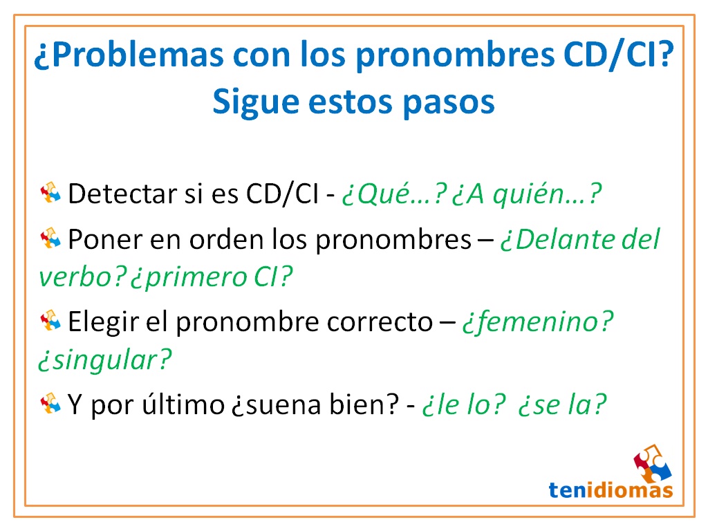 Tenidiomas: Pronombres CD/CI - Spanish grammar