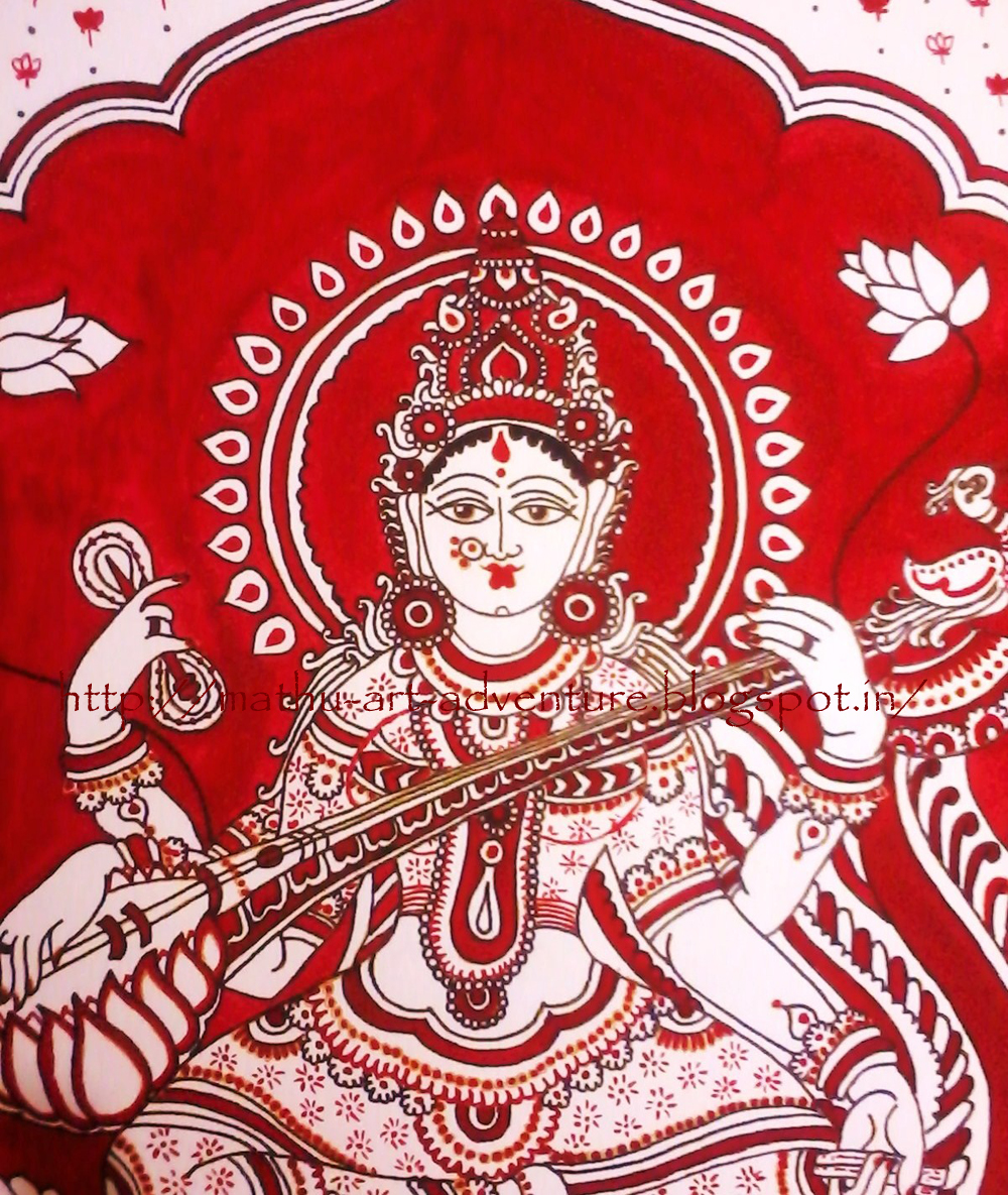 Traditional Indian Paintings: Saraswati - Kalamkari Painting
