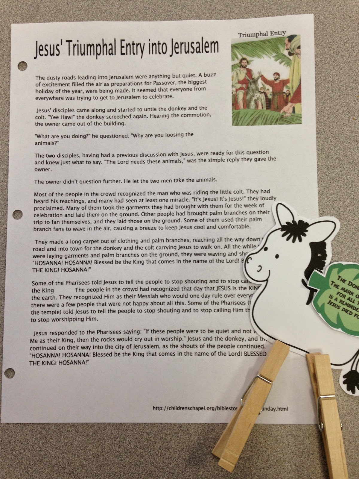 Sunday School Fun: Palm Sunday: Jesus' Triumphal Entry Into Jerusalem