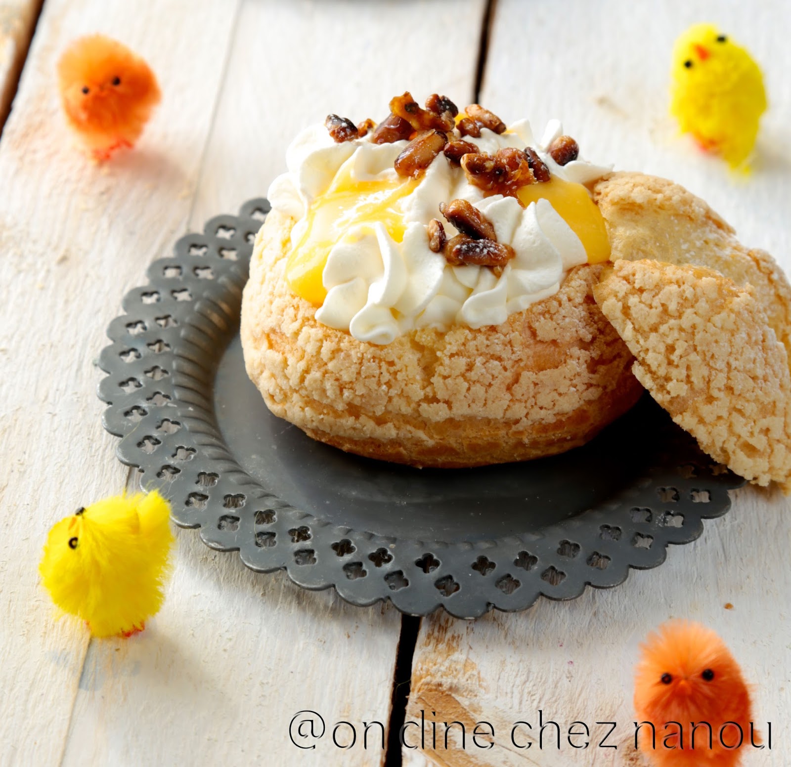 Choux croustillants :compotée de kumquats, lemon curd,chantilly et ...