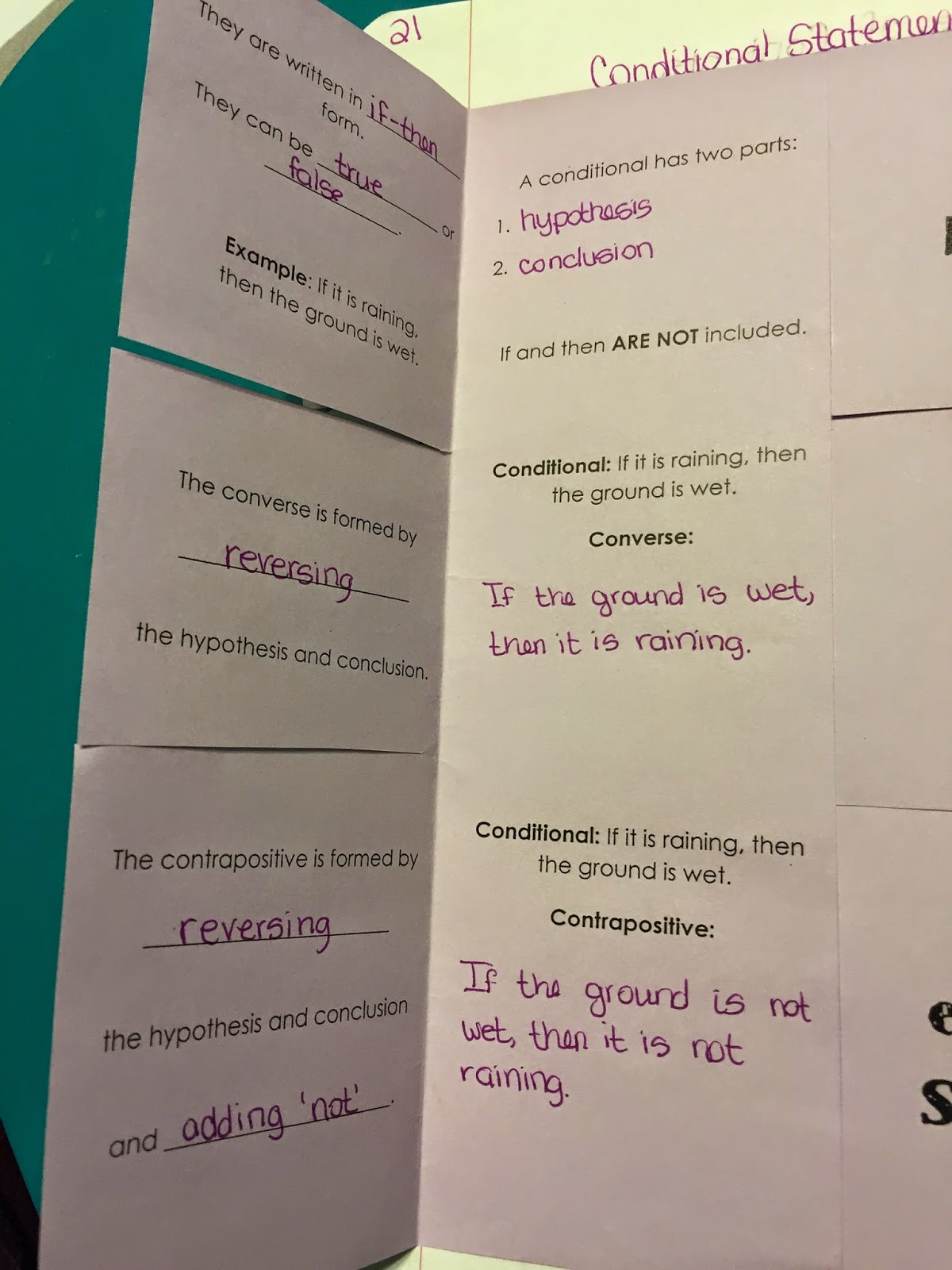 misscalcul8: Geometry Unit 2: Logic Interactive Notebook